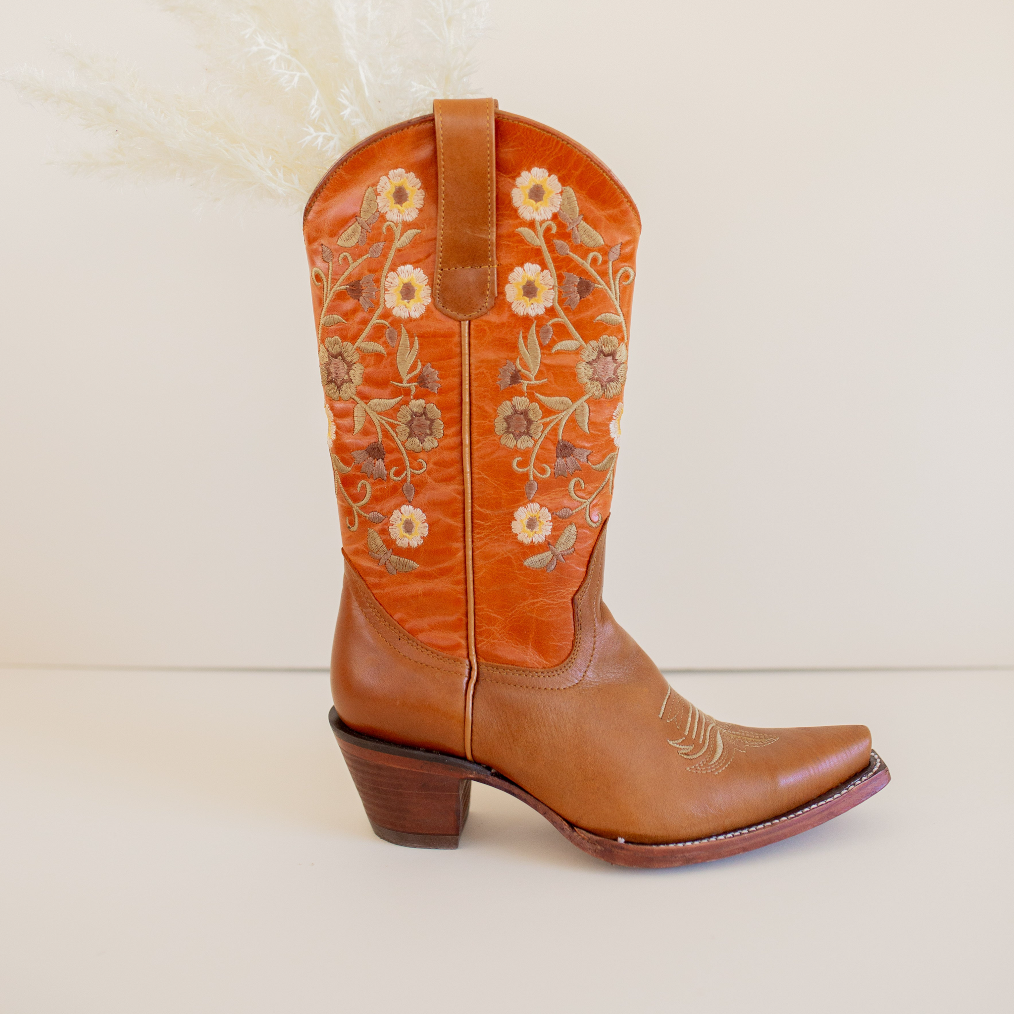 Marci Western Cowboy Boot Embroidered Flowers